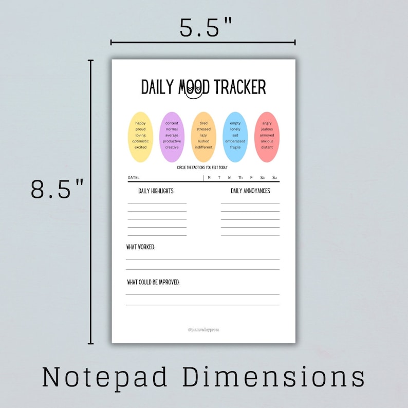 Daily Mood Tracker Notepad - Grounding Exercise - Etsy