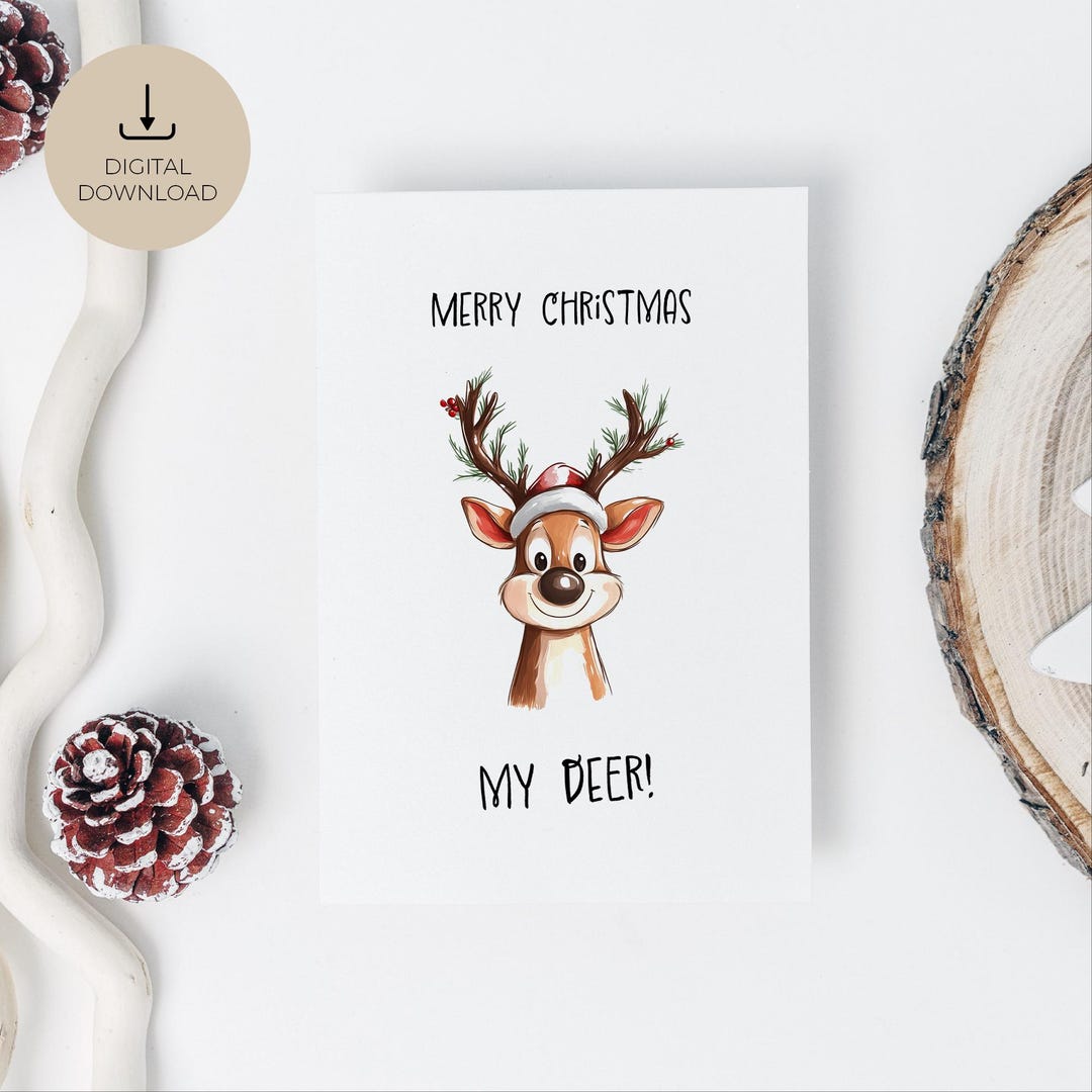 Christmas Card merry Christmas, My Deer With Reindeer Digital Download ...