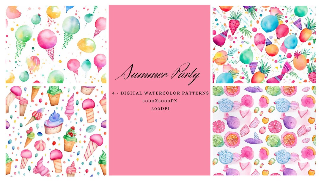 SUMMER PARTY PACK (tile Pattern) Digital Download - Etsy