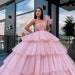 Baby Pink Multilayer Prom Dress Princess Personalize Dres Tulle Sweep ...