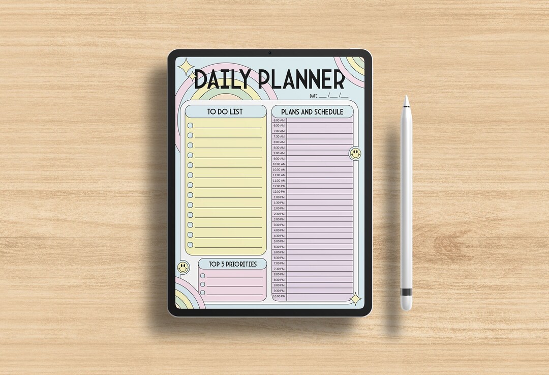 Colorful Digital Daily Planner, Printable Planner, Funky Style, Planner ...