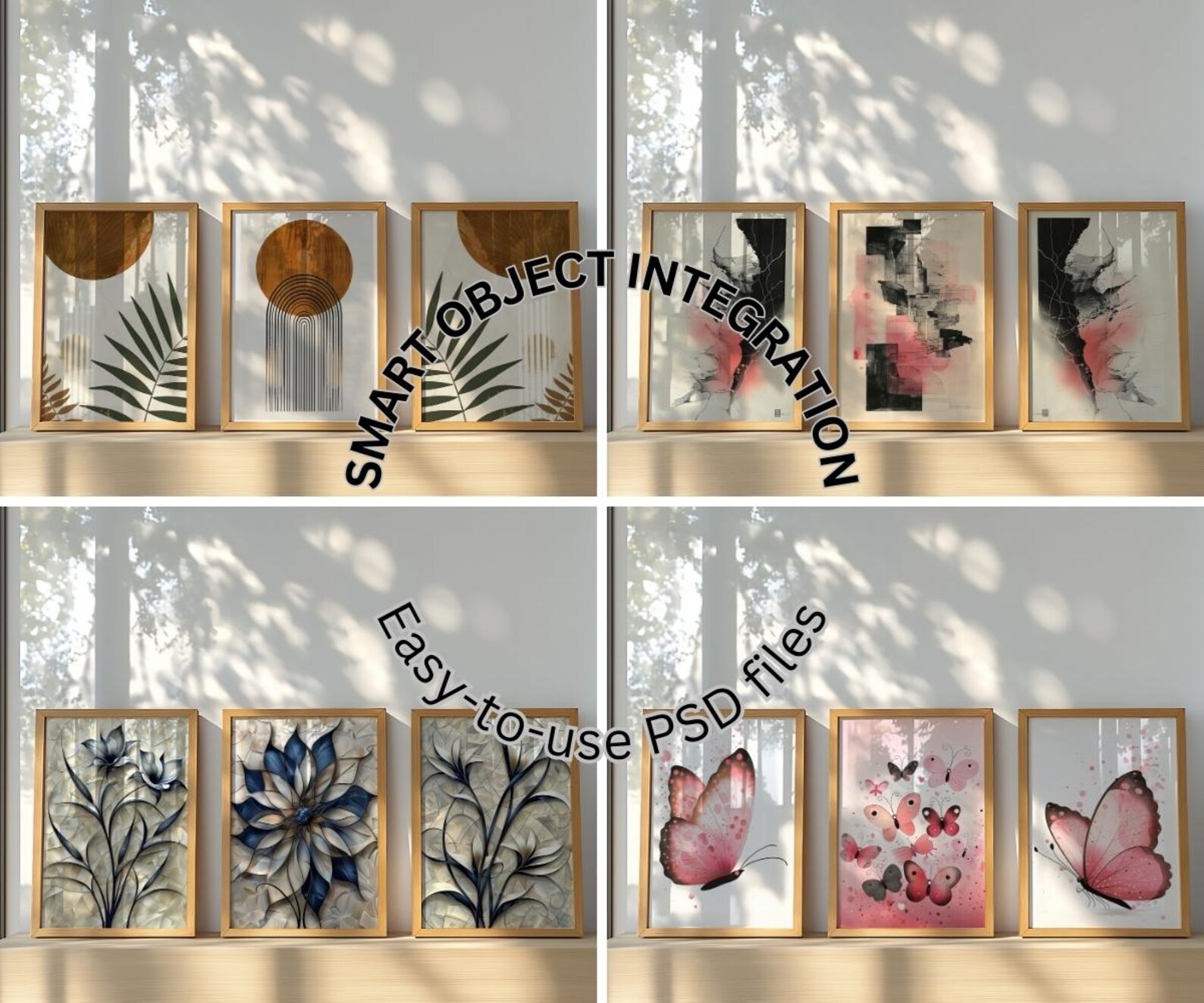 3 Frames Mockup, Gallery Wall Frame Mockup, Set of Three Frames Mockup ...