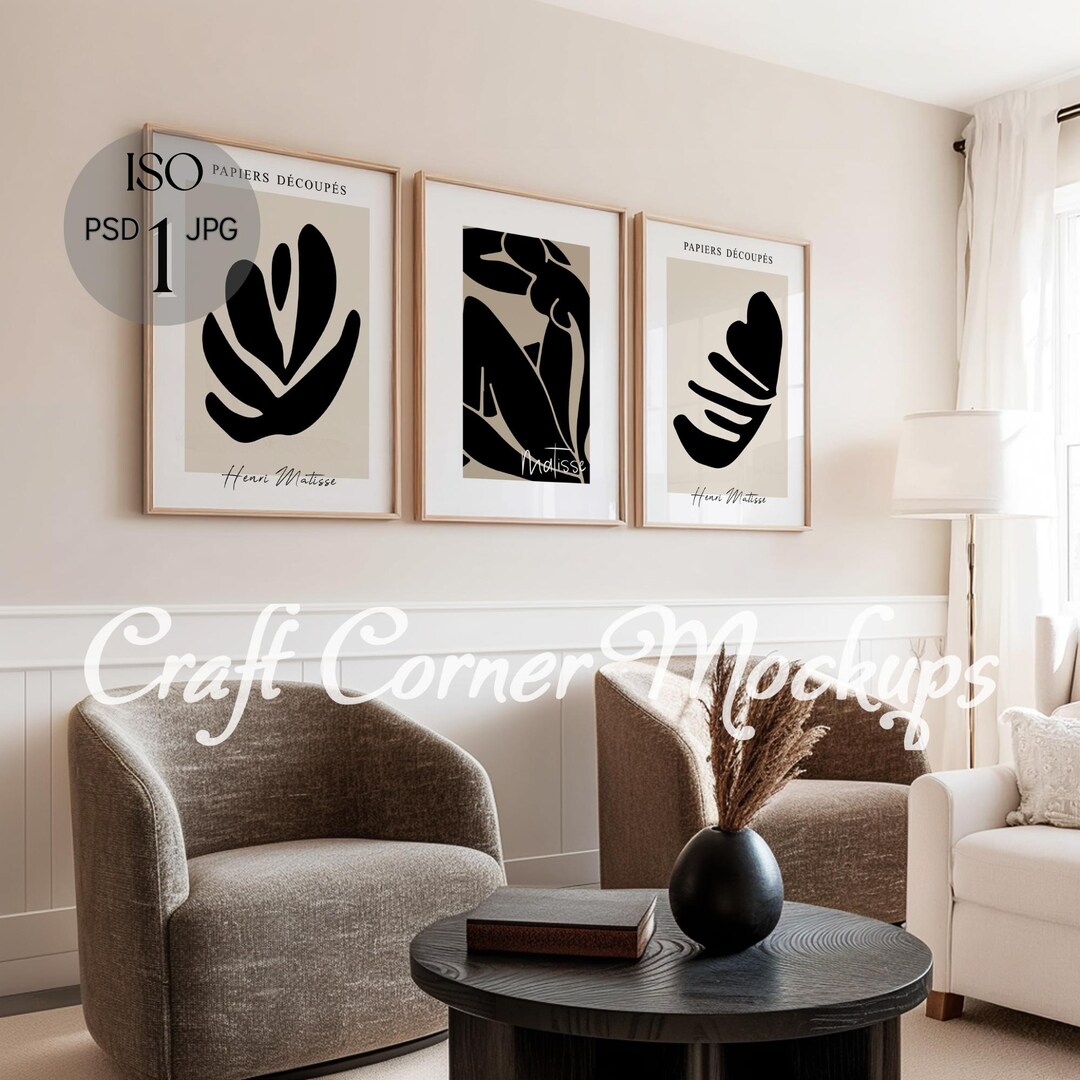 Set of 3 Frames Mockup Living Room, Gallery Wall Frame Mockup, Set of ...