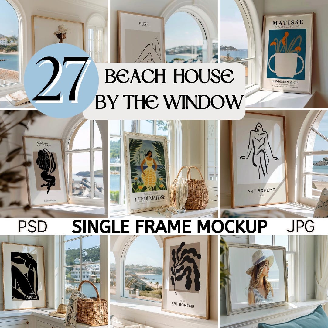 Beach House Frame Mockup by the Window Bundle | Beach Frame Mockup ...