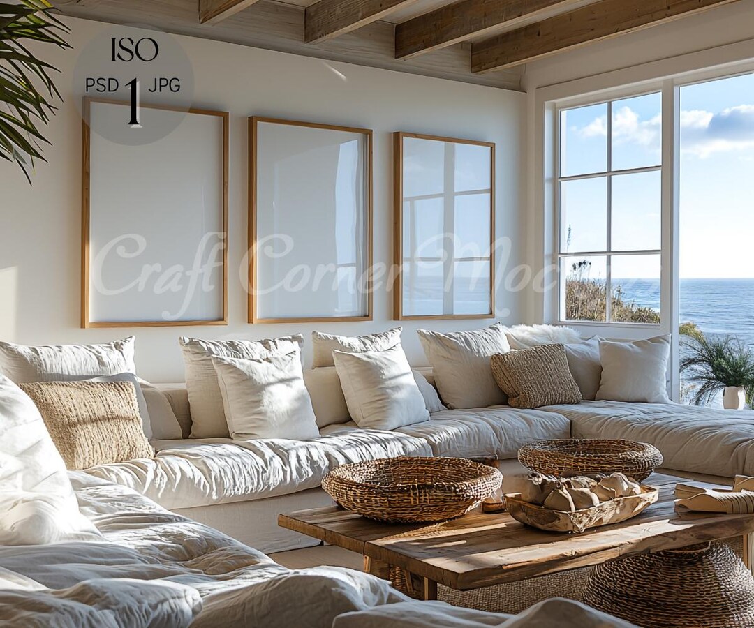 Three Frame Beach House Mockup, Coastal Frame Mockup, Beach House Frame ...