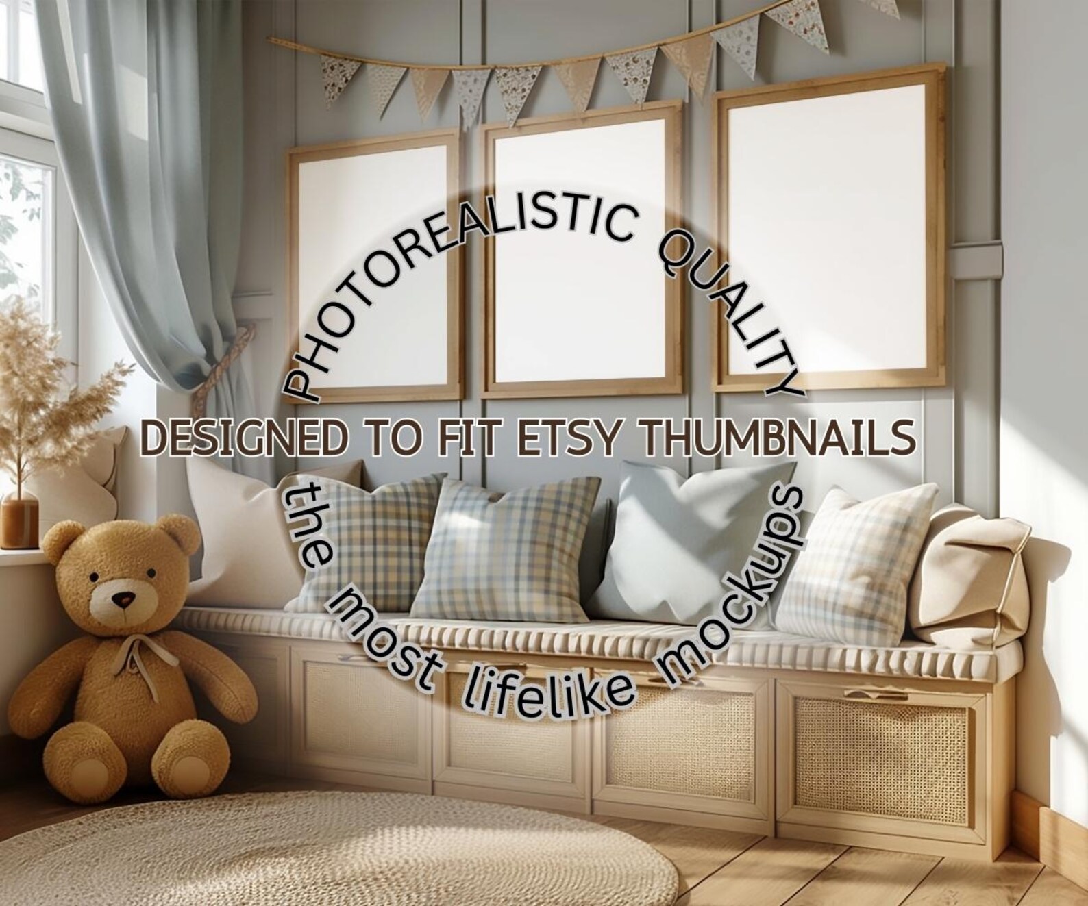 3 Frame Mockup Nursery, Neutral ISO Frame Mockup Playroom,set of 3 ...
