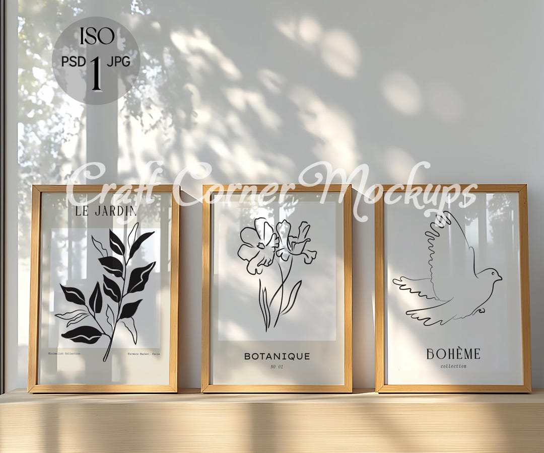 3 Frames Mockup, Gallery Wall Frame Mockup, Set of Three Frames Mockup ...