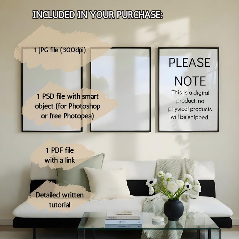 3 Frames Mockup PSD, Gallery Wall Frame Mockup,set of Three Wall Art ...