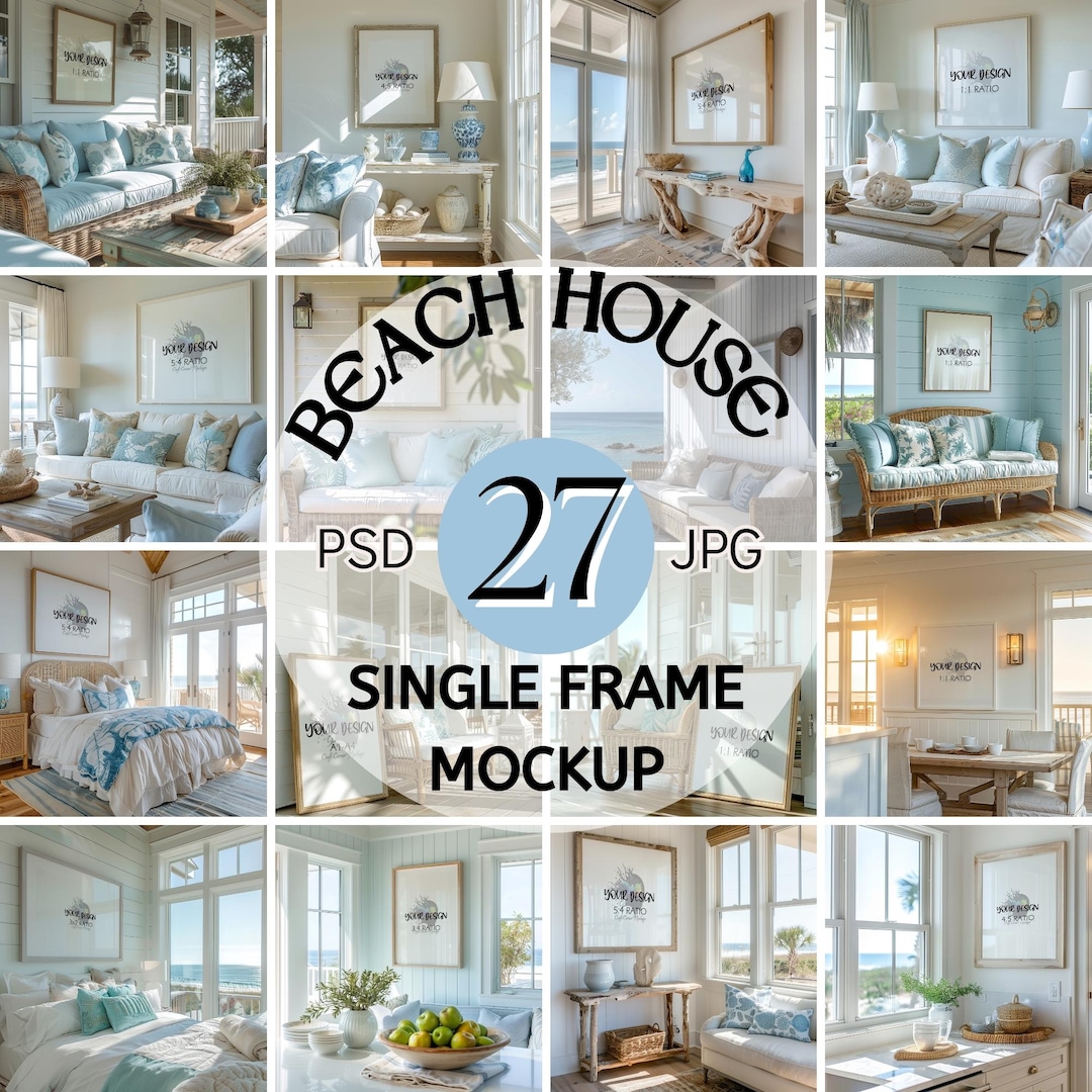 Beach House Frame Mockup Bundle Beach Frame Mockup Bundle Coastal Frame ...