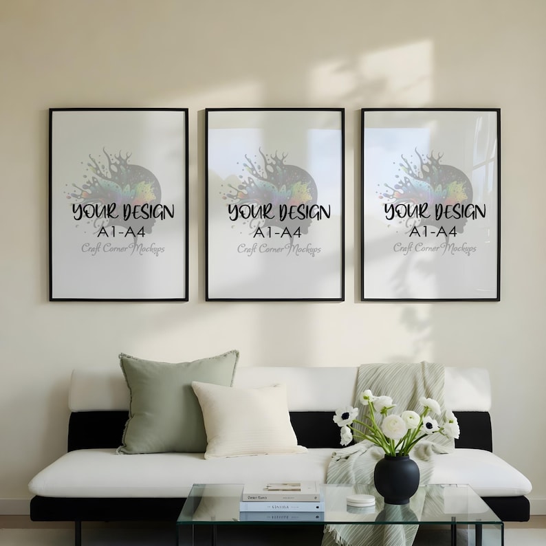 3 Frames Mockup PSD, Gallery Wall Frame Mockup,set of Three Wall Art ...