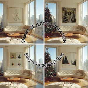 Christmas Frame Mockup Square, Frame Mockup Christmas, Modern Wall Art ...