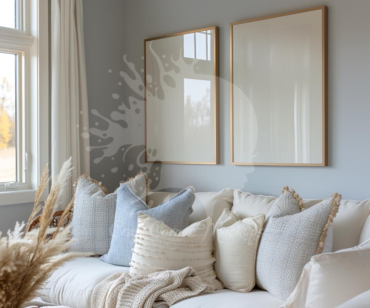 Living Room Frames, DIN A Two Frame Mockup Living Room Wall Art, ISO ...