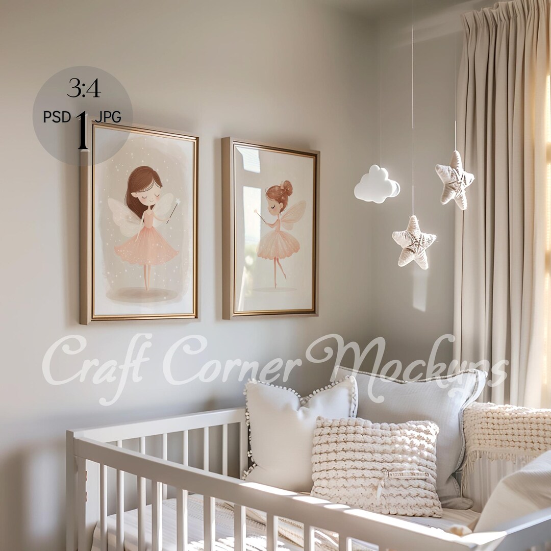 Two Frame Nursery Mockup, 2 Frames Baby Room Frame Mockup, Set of 2 ...