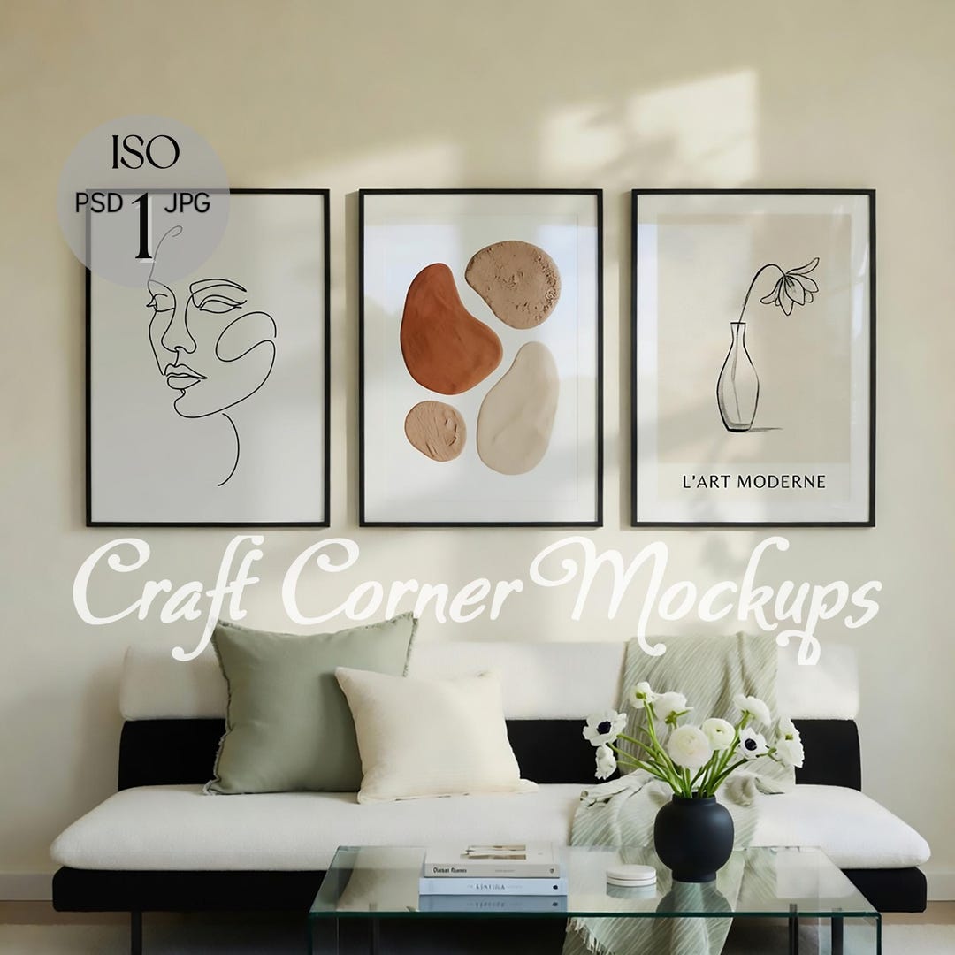 3 Frames Mockup PSD, Gallery Wall Frame Mockup,set of Three Wall Art ...