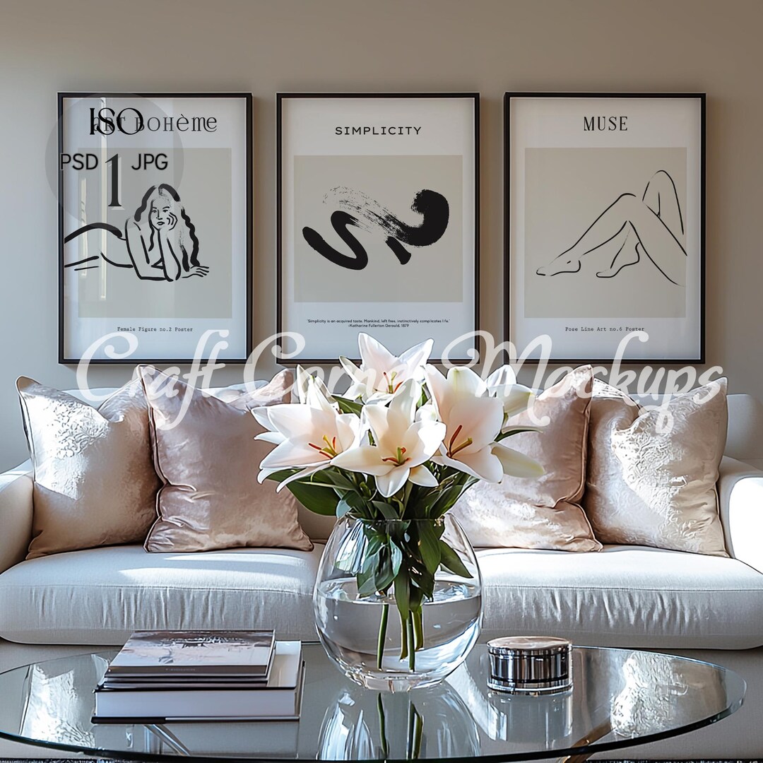 3 Frames Mockup, Gallery Wall Frame Mockup,set of Three Frames Modern ...