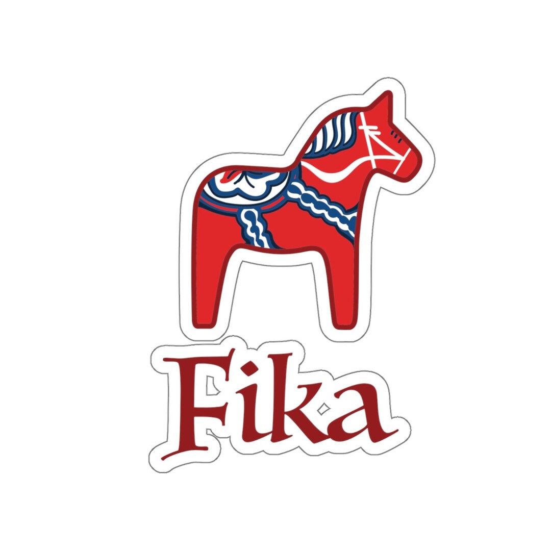 Fika Red Dala Horse Kiss-cut Sticker, Fika Sticker, Custom Fika Dala Horse Sticker, in 4 ...