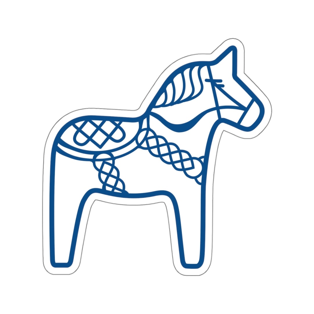 Blue and White Dala Horse Kiss-cut Stickers, Transparent and White ...
