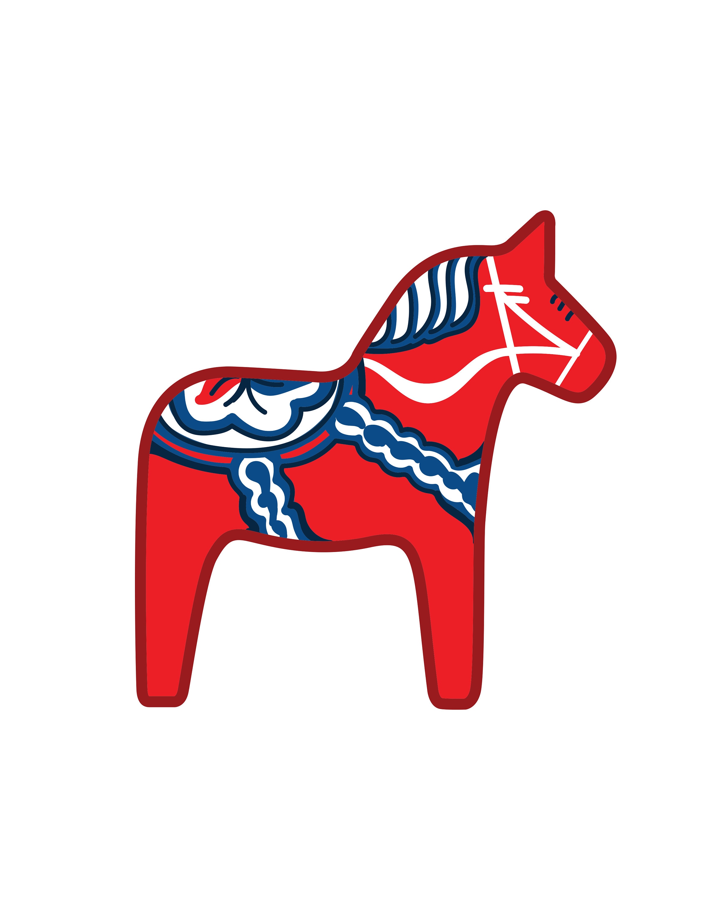 Dala Horse, Full Color, Digital Download Print in 5 Sizes - Etsy