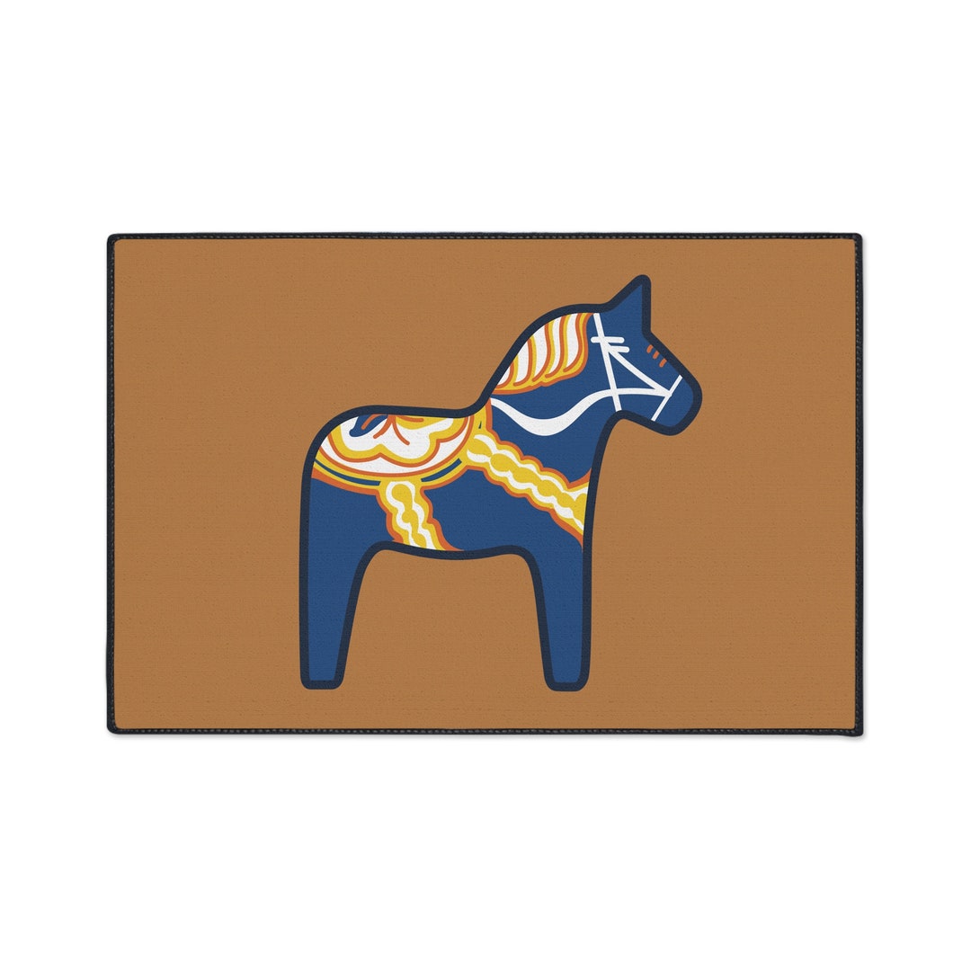 Dala Horse Floor Mat, Blue Dala Horse House Gift, Dala Horse Entry Mat ...