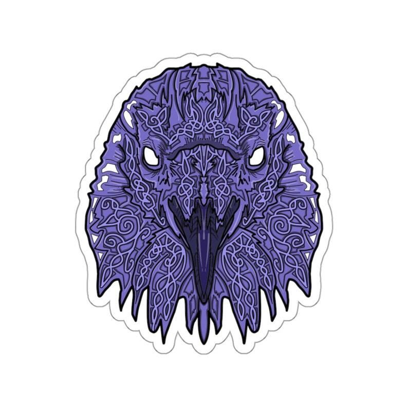 Raven Sticker, Viking Raven Celtic Raven Sticker, Crow Head, Raven Head ...