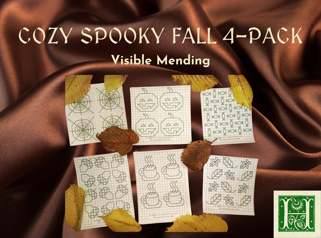 Cozy Spooky Fall 6-pack: Easy Stick-and-stitch Embroidery Pattern ...