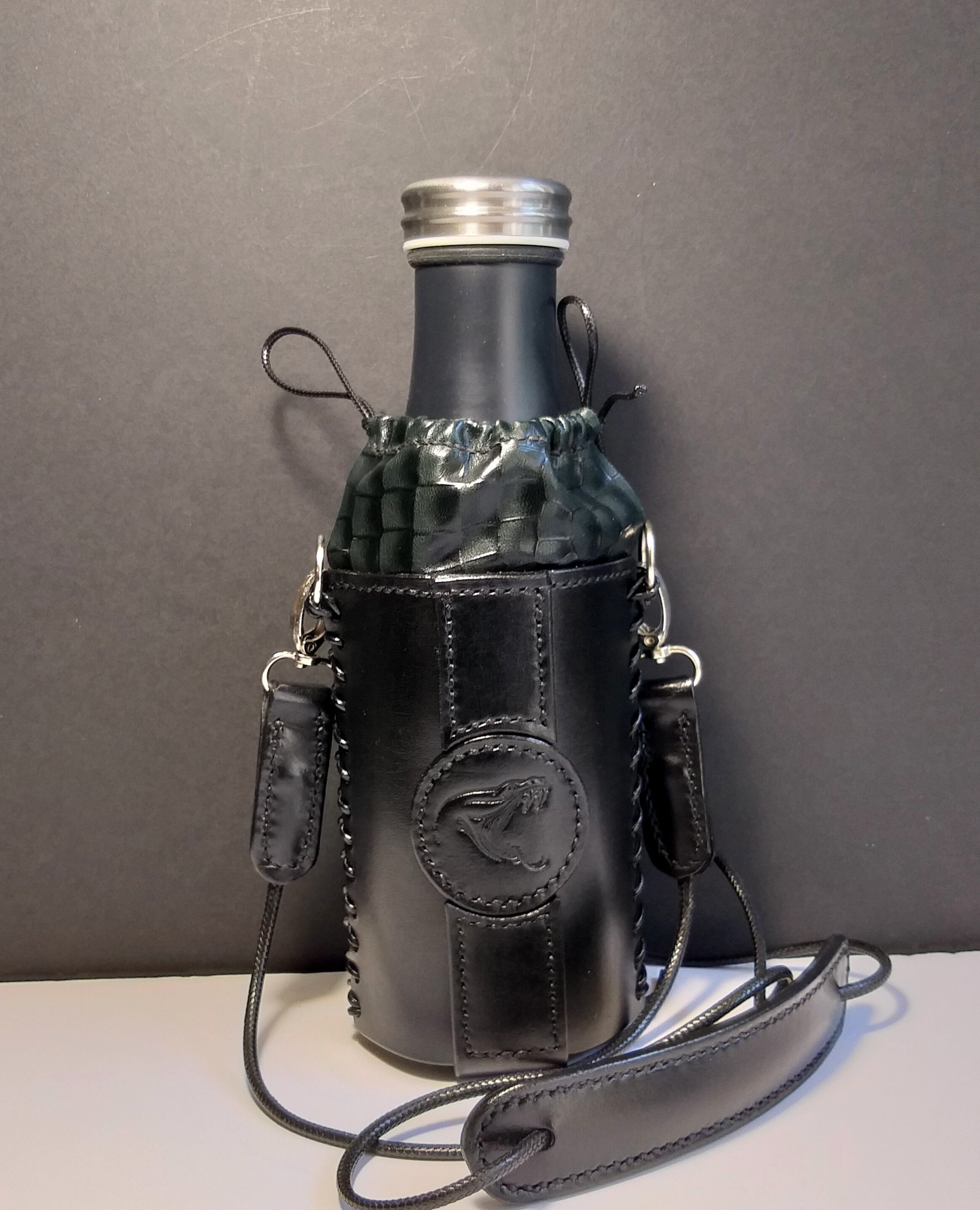 Crossbody Leather Bottle Holder, Harness Leather Bottle Carrier ...