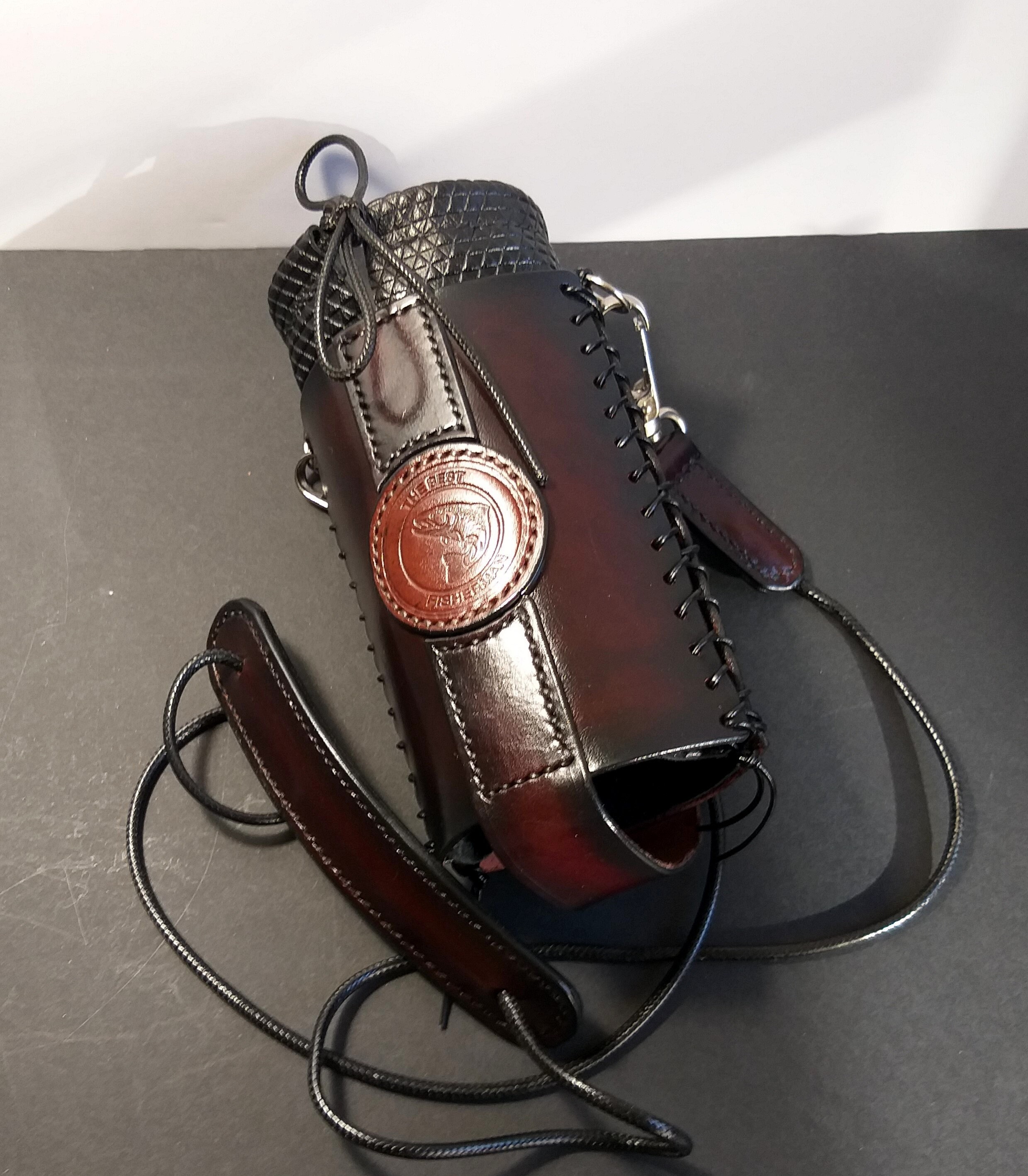 Leather Bottle Holder With Crossbody Strap, Harness Leather Bottle ...