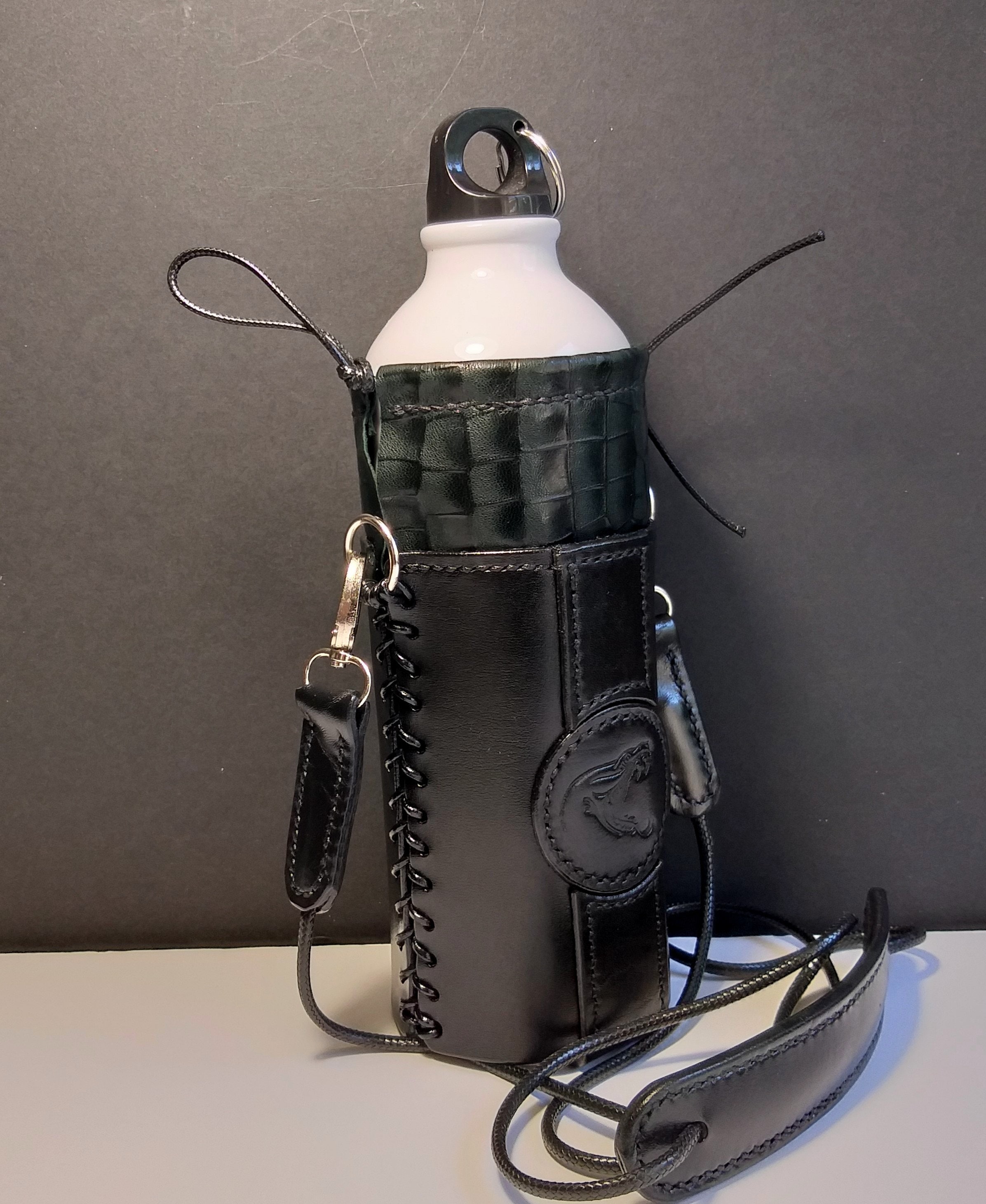 Crossbody Leather Bottle Holder, Harness Leather Bottle Carrier ...