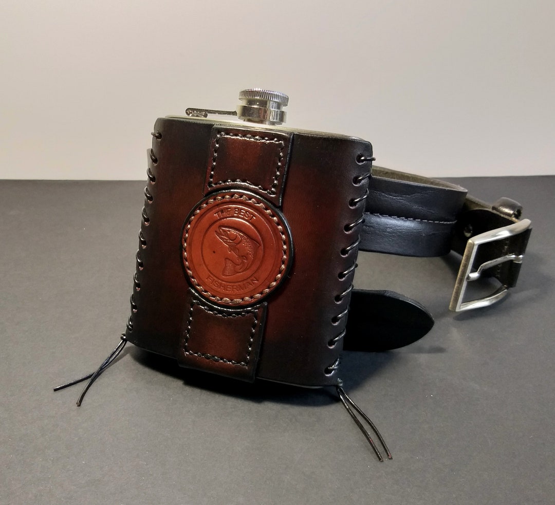 Leather Hip Flask 7oz Holster, Leather Cased Hip Flask 7oz, Leather Hip ...