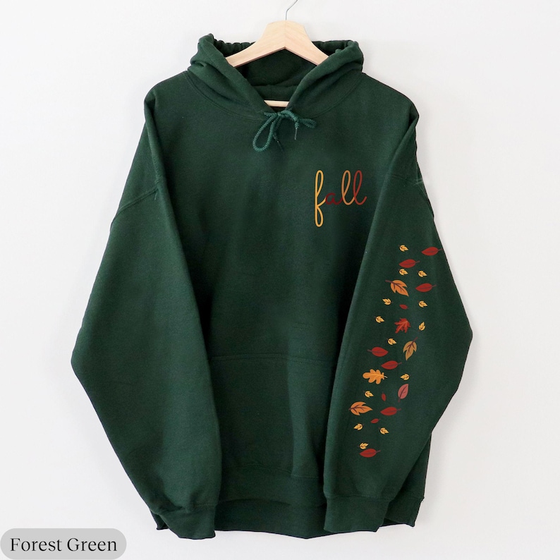 Fall Sleeve Print Sweatshirt, Autumn Leaf Sleeve Sweatshirt, Fall ...