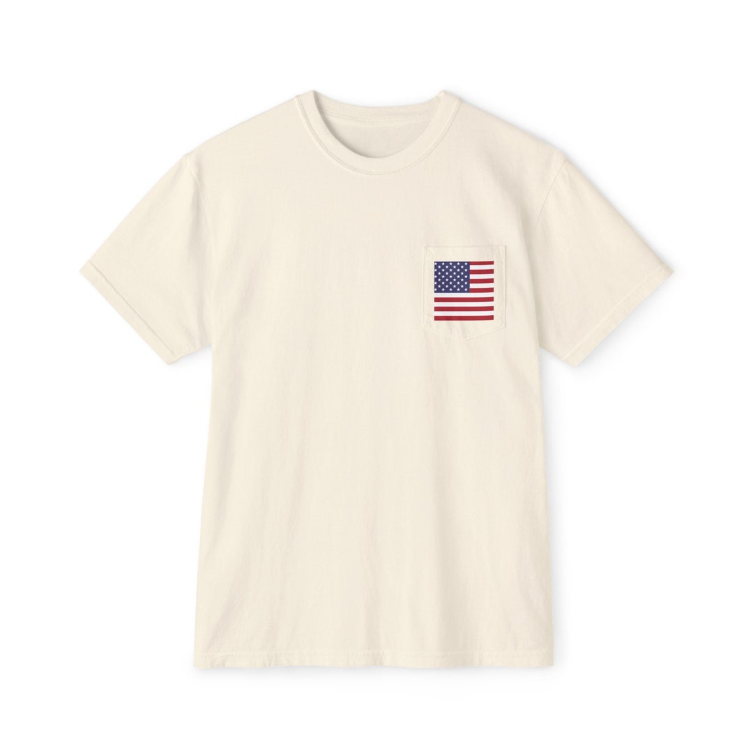 USA Flag Comfort Colors® Pocket Shirt, American Flag Pocket Shirt,4th ...