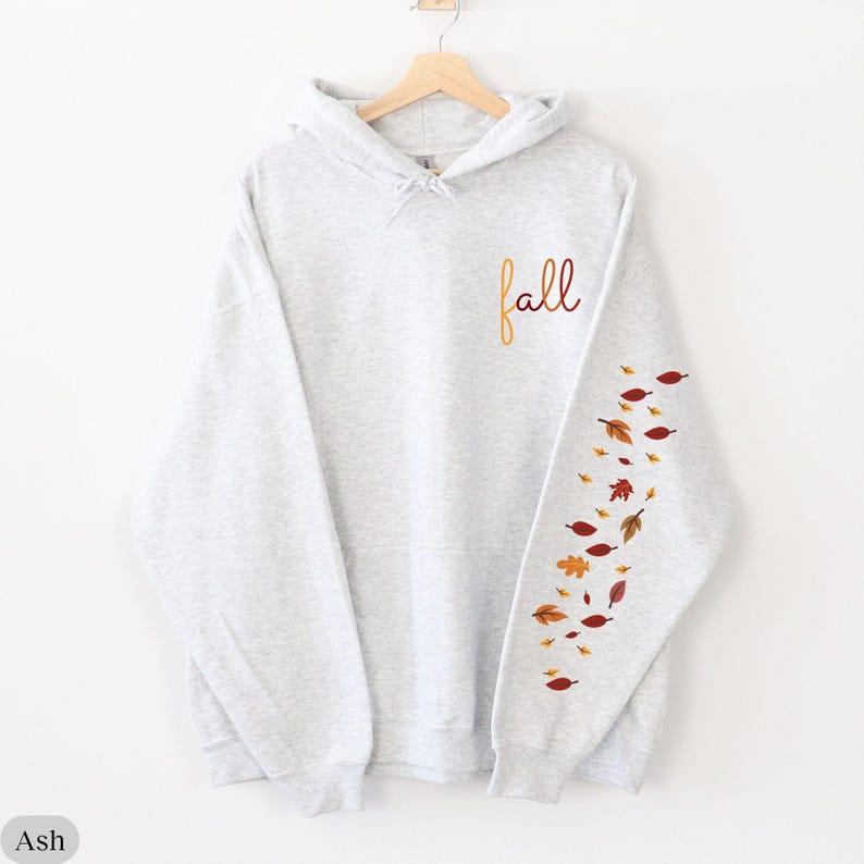 Fall Sleeve Print Sweatshirt, Autumn Leaf Sleeve Sweatshirt, Fall ...