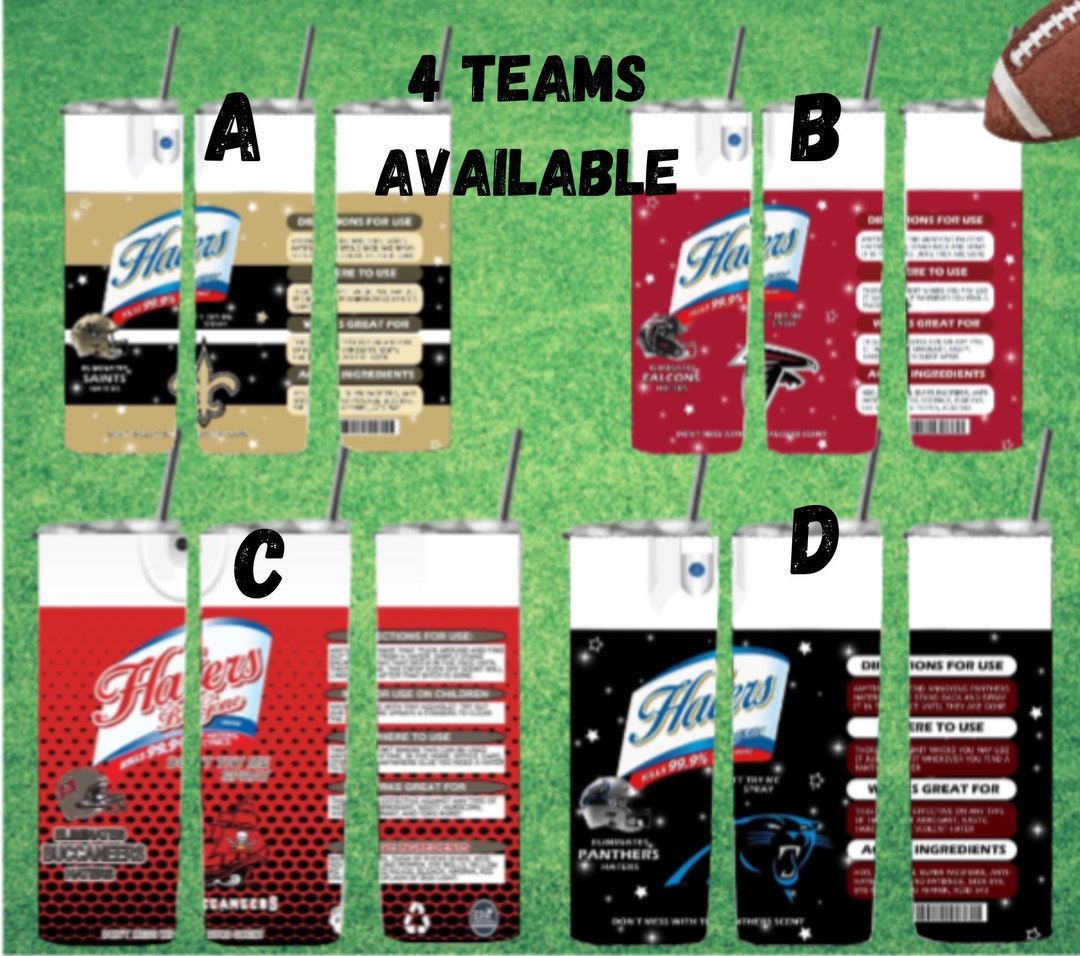 Haters Be Gone FOOTBALL Spray 20 Oz Tumbler and Car Coaster. 4 Team ...