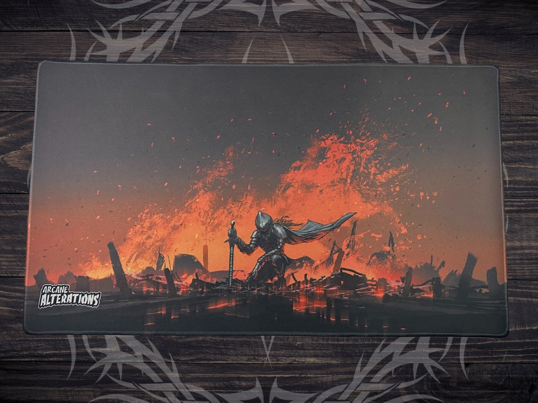 Kneeling Knight Playmat TCG Stitched Edges 600*350*2mm Mousepad - Etsy
