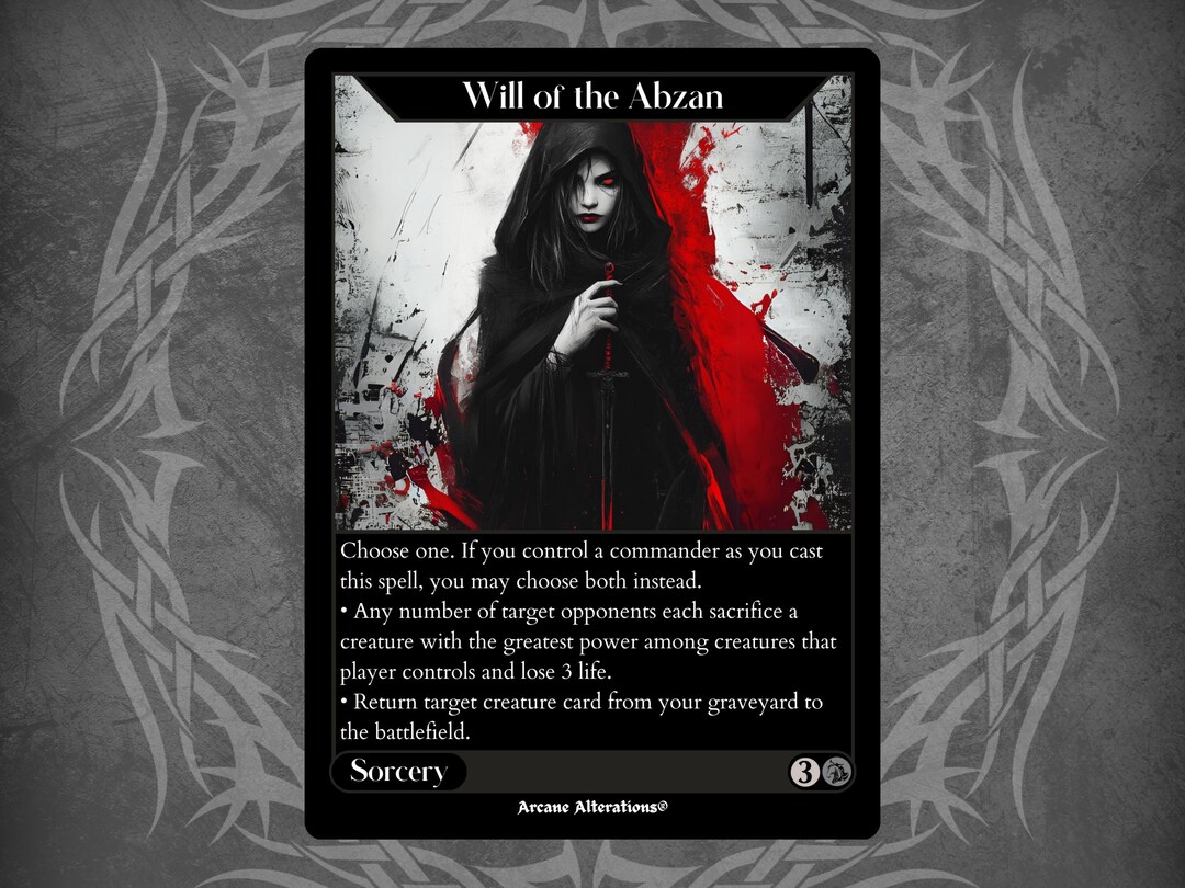 Will of the Abzan - Proxy Full Art Custom Card - Etsy