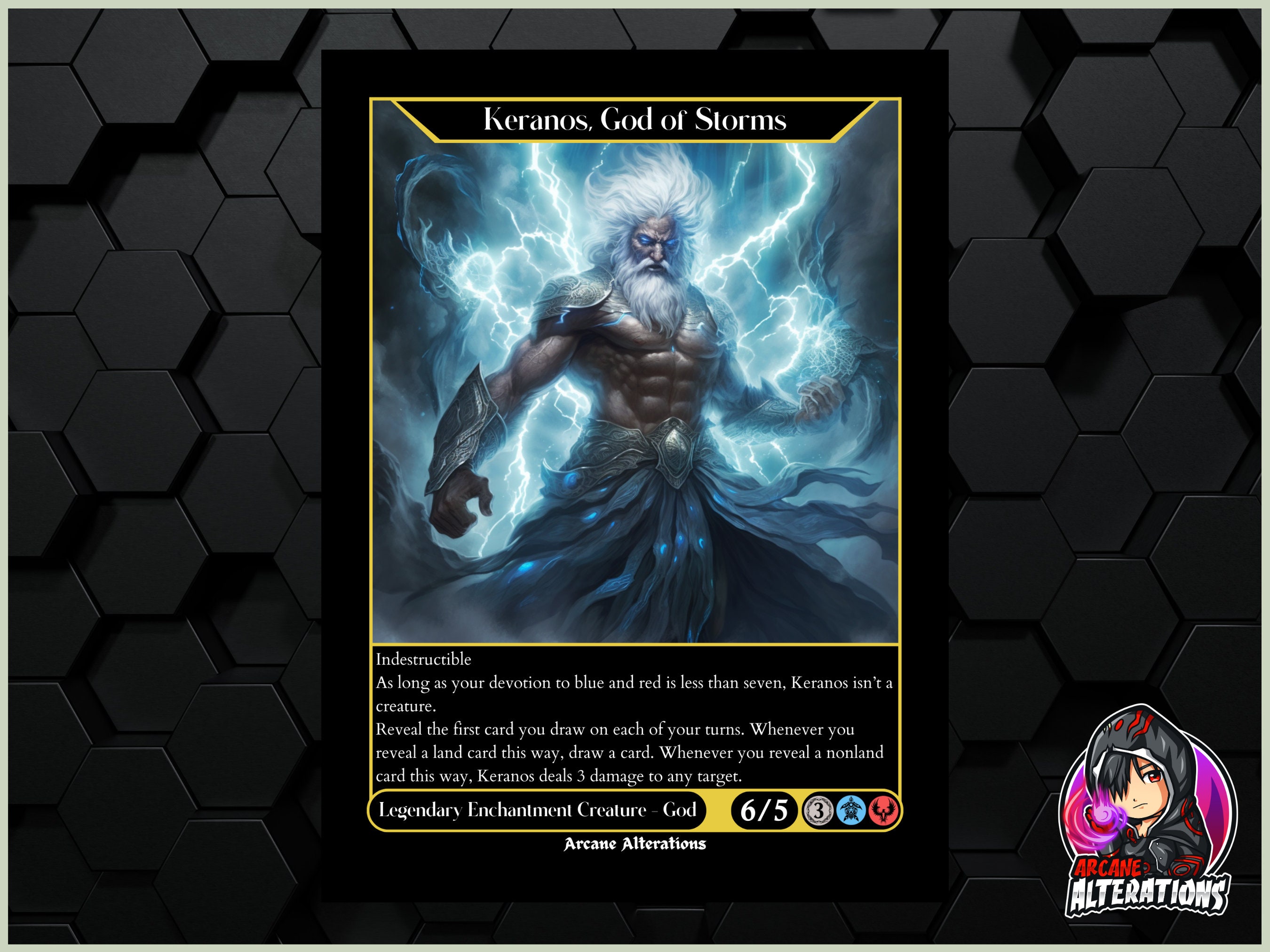 Keranos God of Storms Full Art Custom Card - Etsy