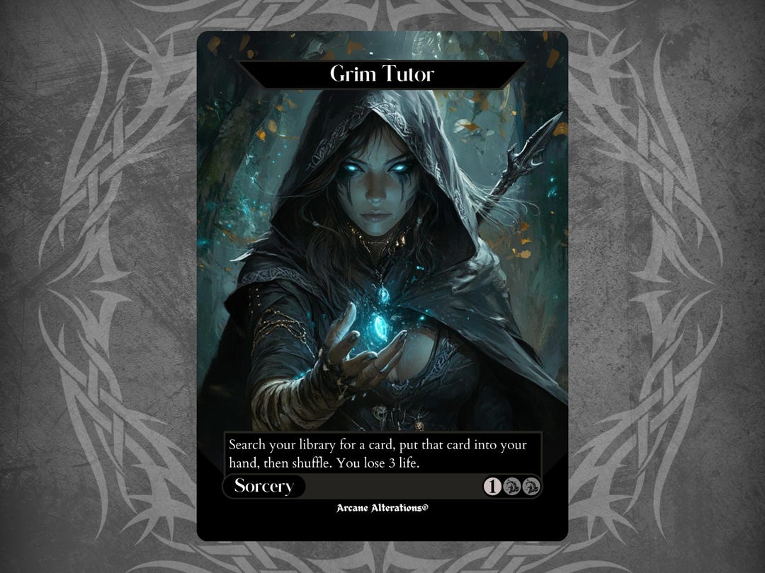Grim Tutor - Proxy Full Art Custom Card - Etsy