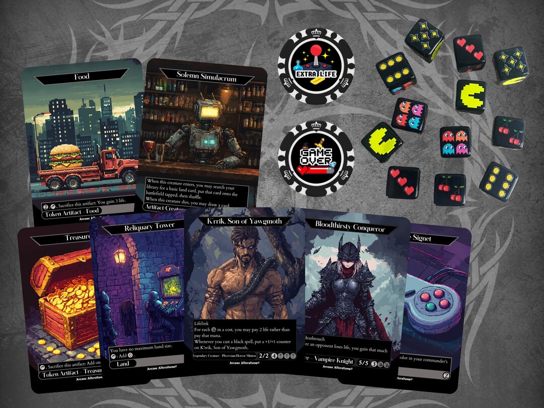 Retro Arcade Bundle Pack - Full Art Custom Card Dice Clay Chip Counter ...