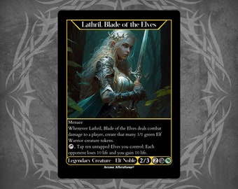 Lathril,blade of the Elves Full Art Mtg Proxy Custom Card Holographic ...