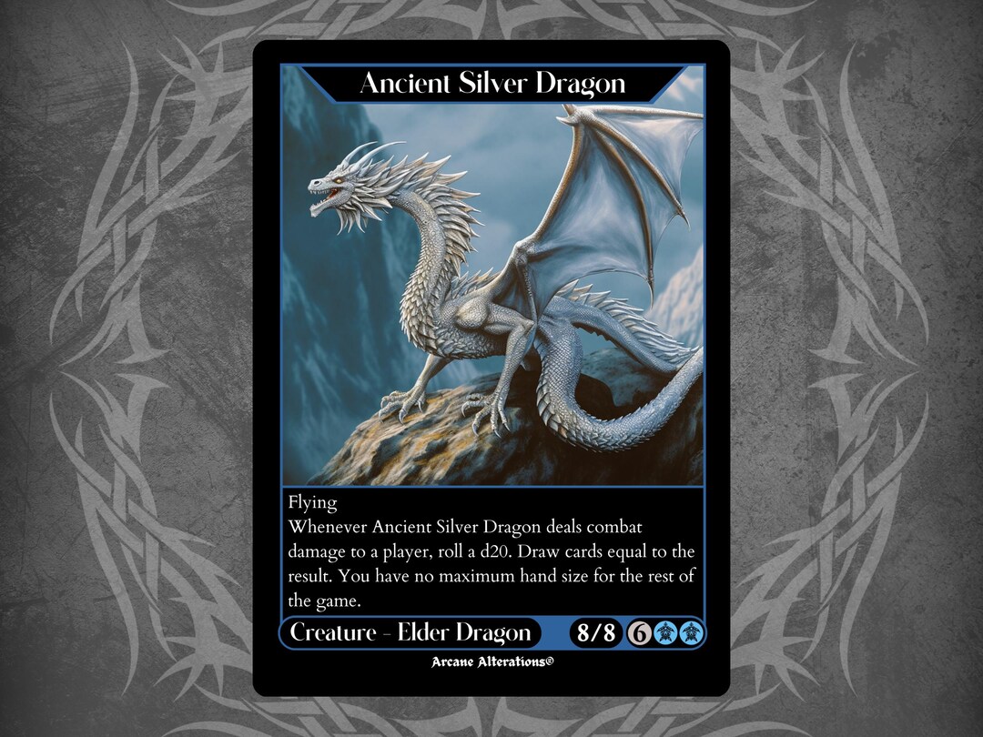 Ancient Silver Dragon - Full Art Custom Card - Etsy