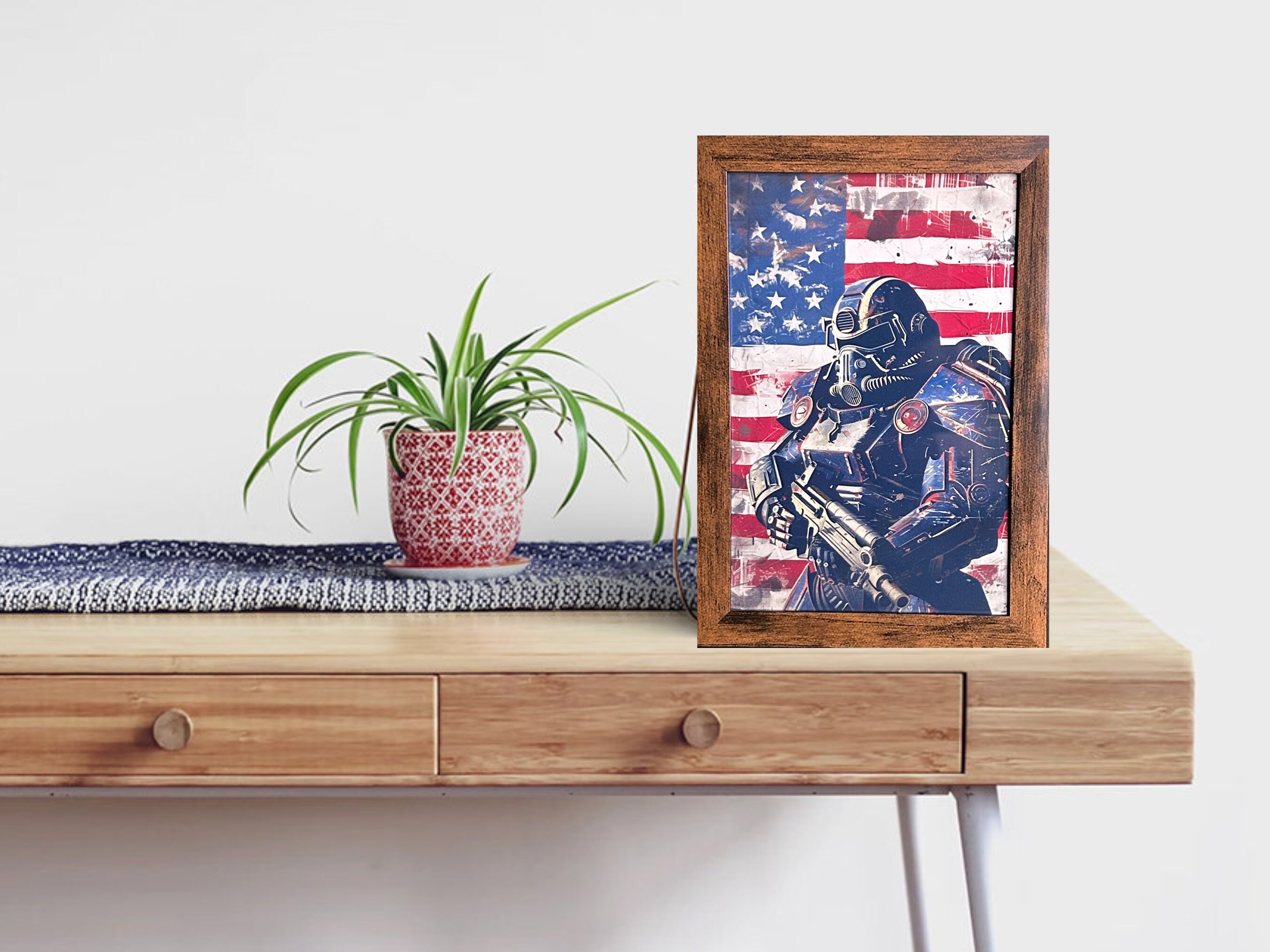 Fallout USA Power Armor Framed Desktop Art Print 4x6 With Wood Frame - Etsy
