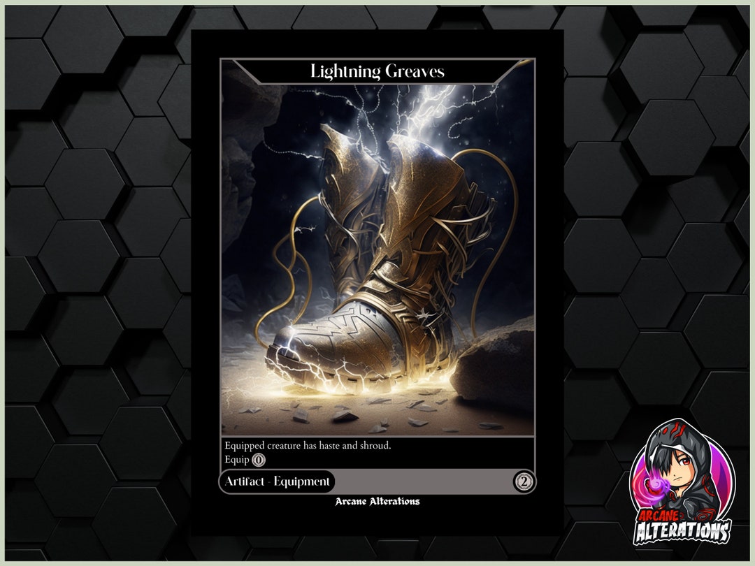Lightning Greaves - Full Art Custom Card - Etsy Lightning Greaves - Full Art Custom Card - Etsy