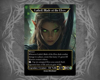 Lathril,blade of the Elves Full Art Mtg Proxy Custom Card Holographic ...