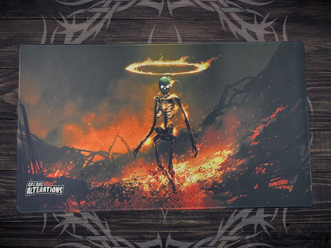 Fiery Halo Skeleton Playmat TCG Stitched Edges 600*350*2mm Mousepad - Etsy