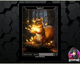 Squirrel Token Stained Glass Art Custom Printed Sleeves 100pk for Magic ...