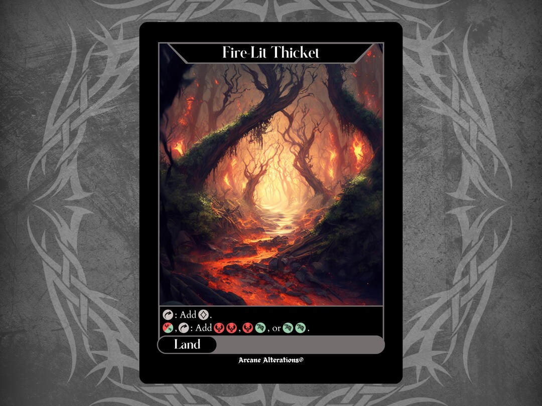 Fire-lit Thicket - Full Art Custom Card - Etsy