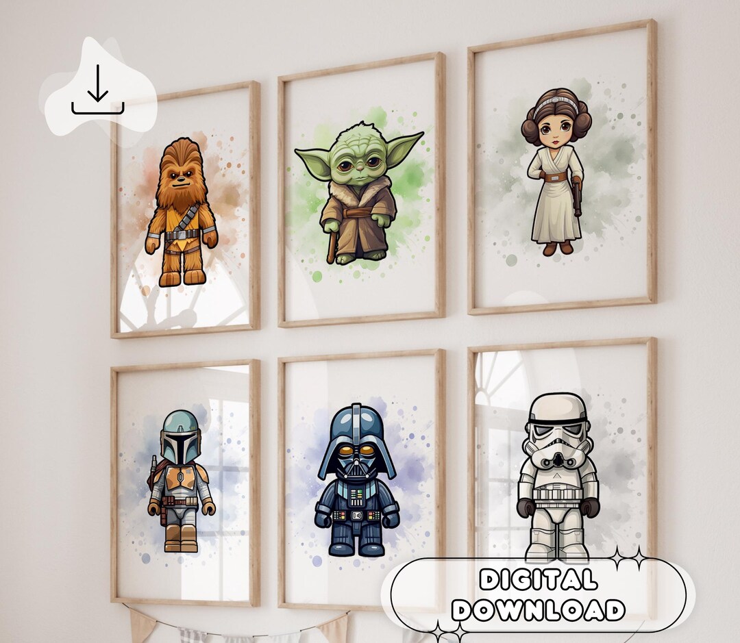 Set of 6 Star Wars Poster Set - Drawing Wall Art, Star Wars Watercolor ...
