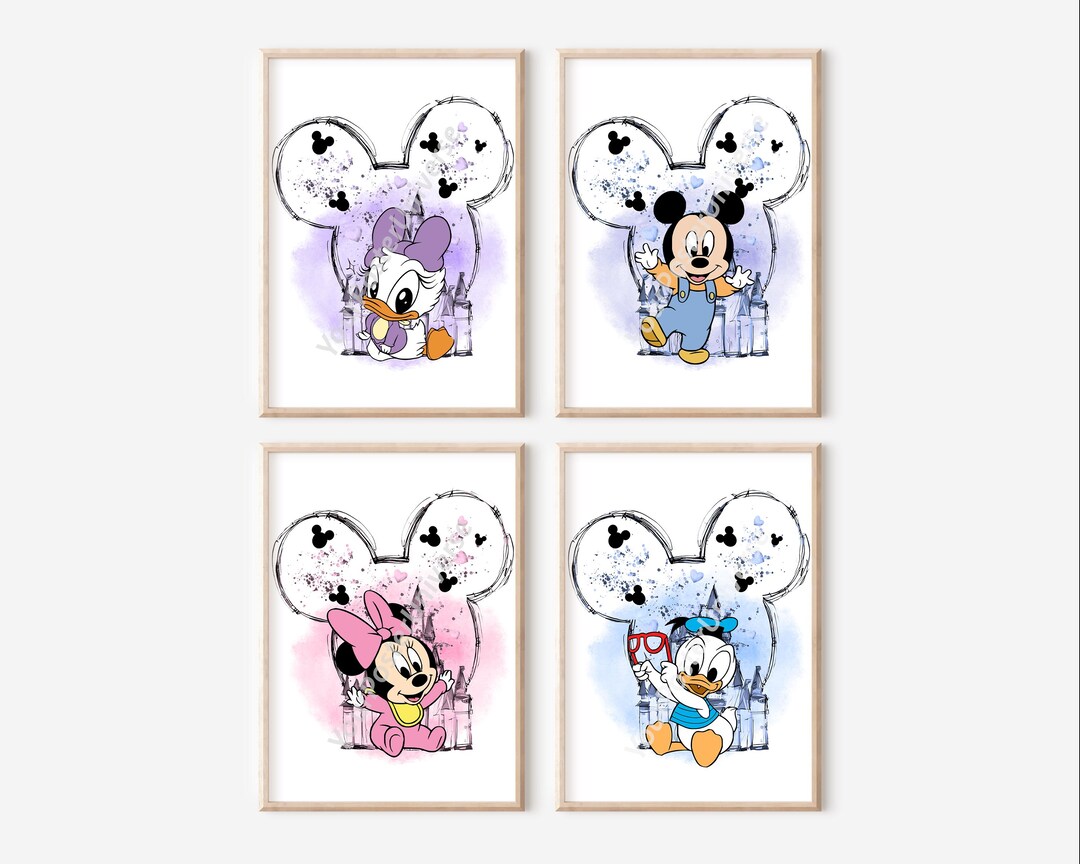 Baby Mickey & Friends Posters - Nursery Decor, Baby Mouses, Watercolor ...