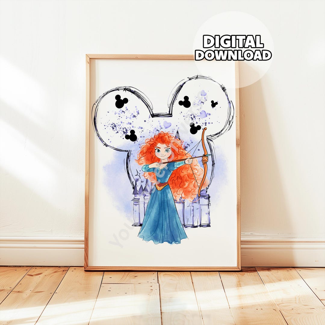 Drawing Princess Merida Poster - Princess Fairy Tale, Mickey Ears ...