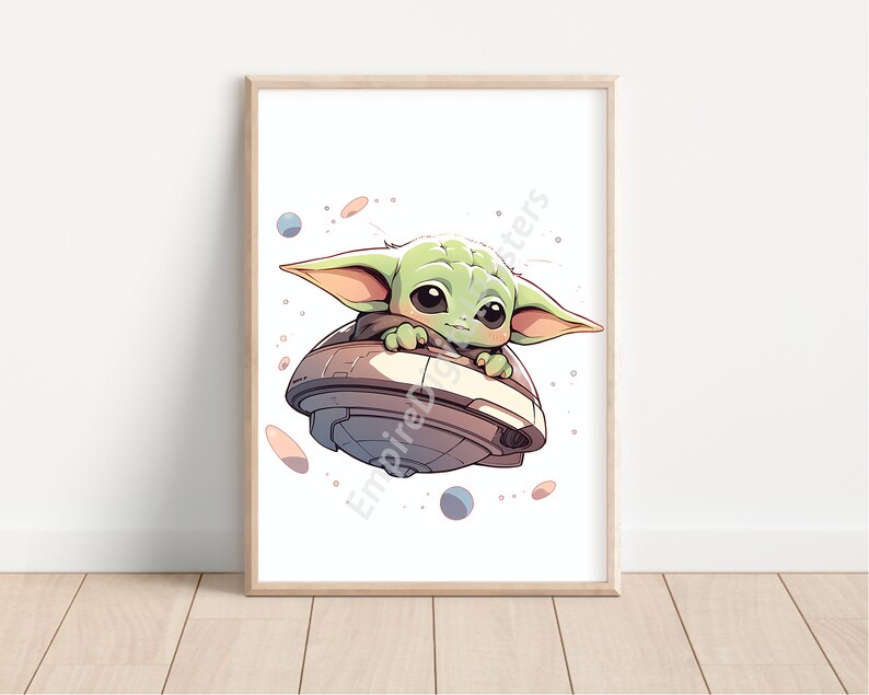 Set of 3 Baby Yoda Posters Digital Print, Wall Art, Nursery Decor ...